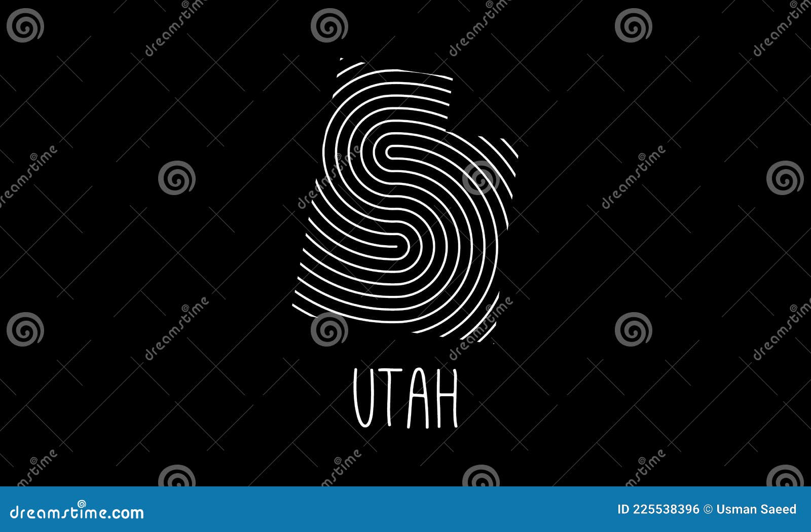 Biometric Map of Utah Filled with Fingerprint Pattern Icon Logo Design ...