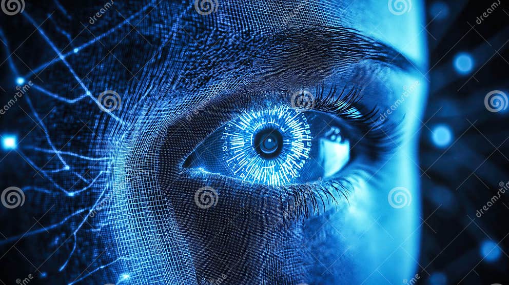 Biometric Optical Technology Visualized with a Futuristic Holographic ...