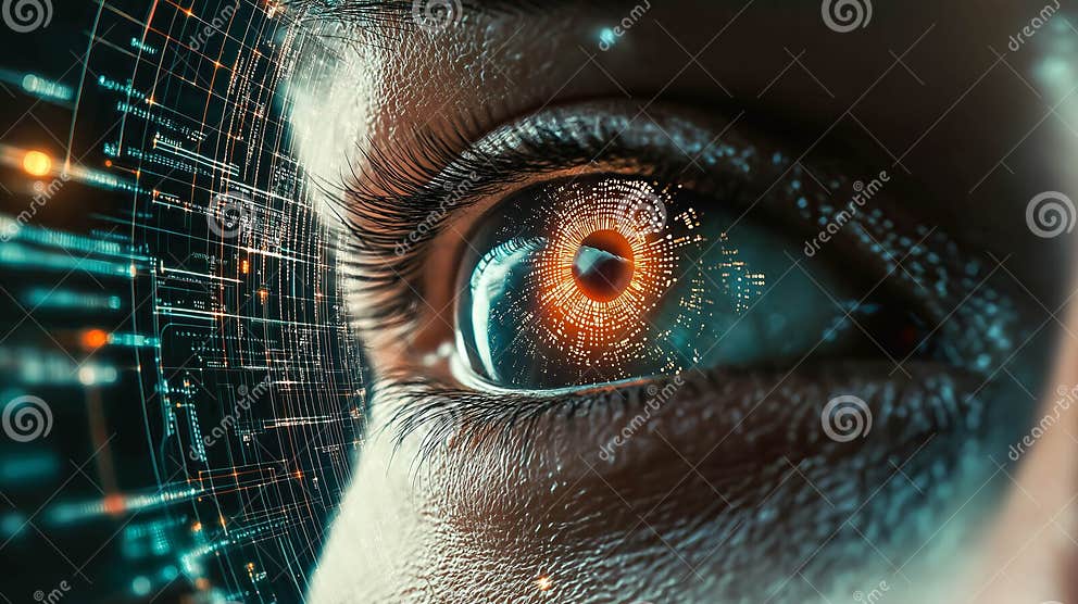 Biometric Optical Technology Visualized with a Futuristic Holographic ...