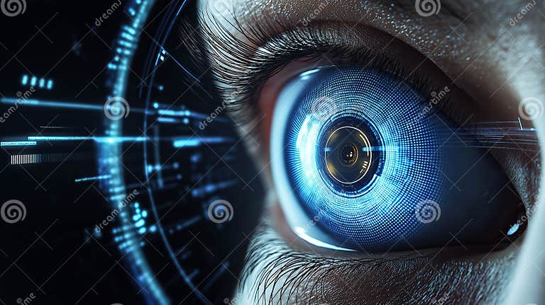 Biometric Optical Technology Visualized with a Futuristic Holographic ...