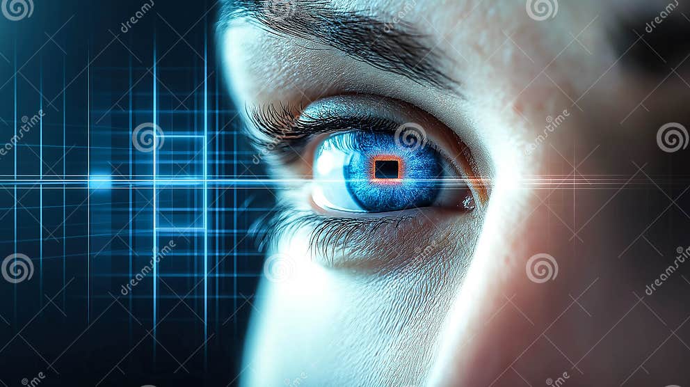 Biometric Optical Technology Visualized with a Futuristic Holographic ...