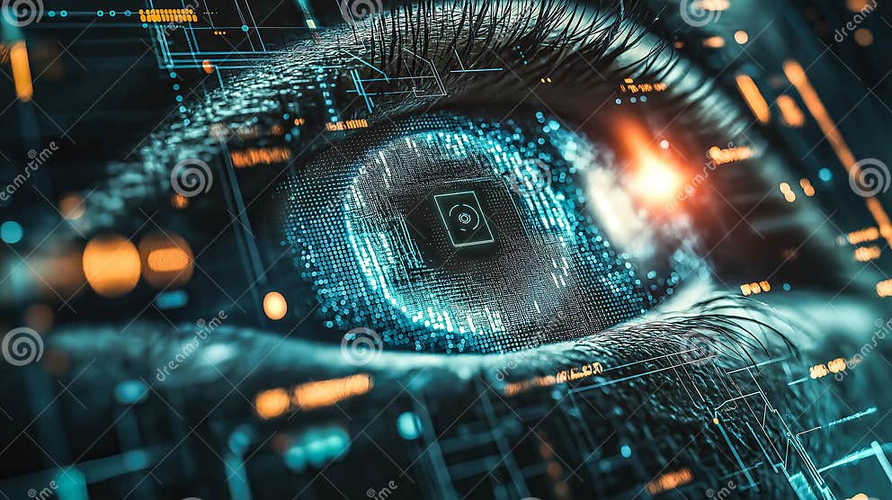 Biometric Optical Technology Visualized with a Futuristic Holographic ...