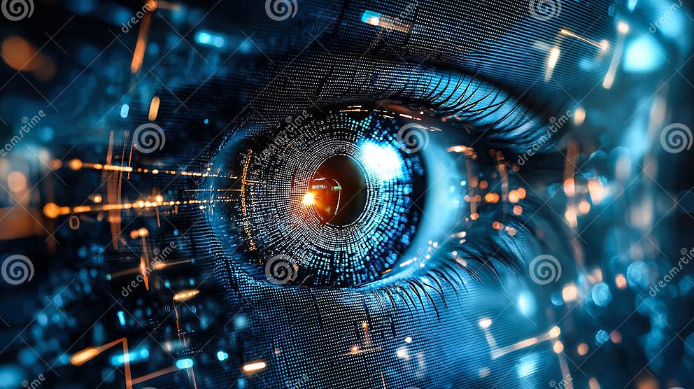 Biometric Optical Technology Visualized with a Futuristic Holographic ...