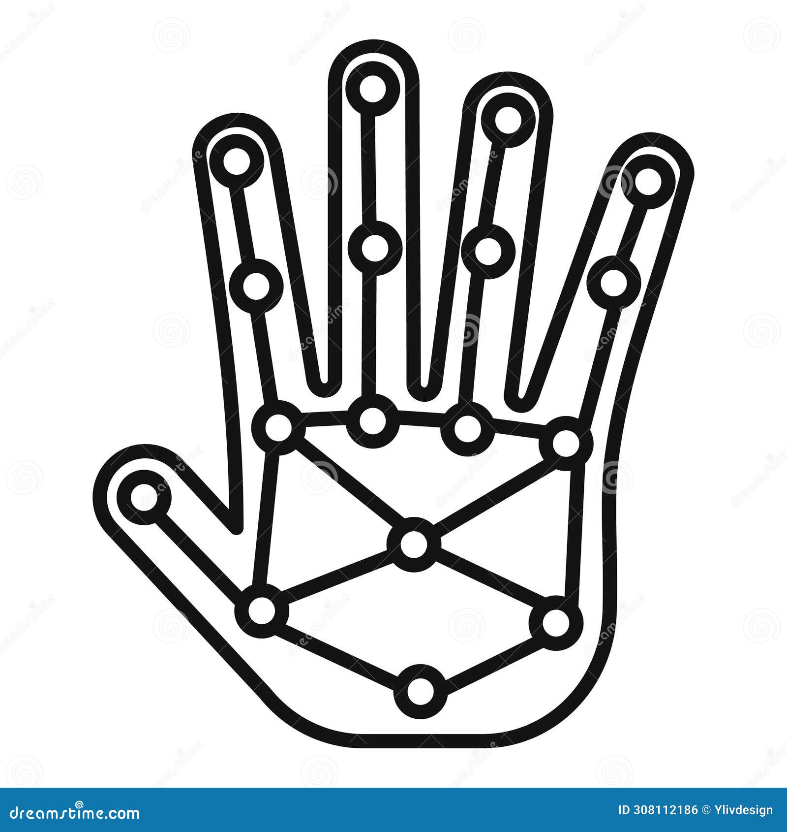 Biometric Palm Scanning Icon Outline Vector. System Board Stock ...