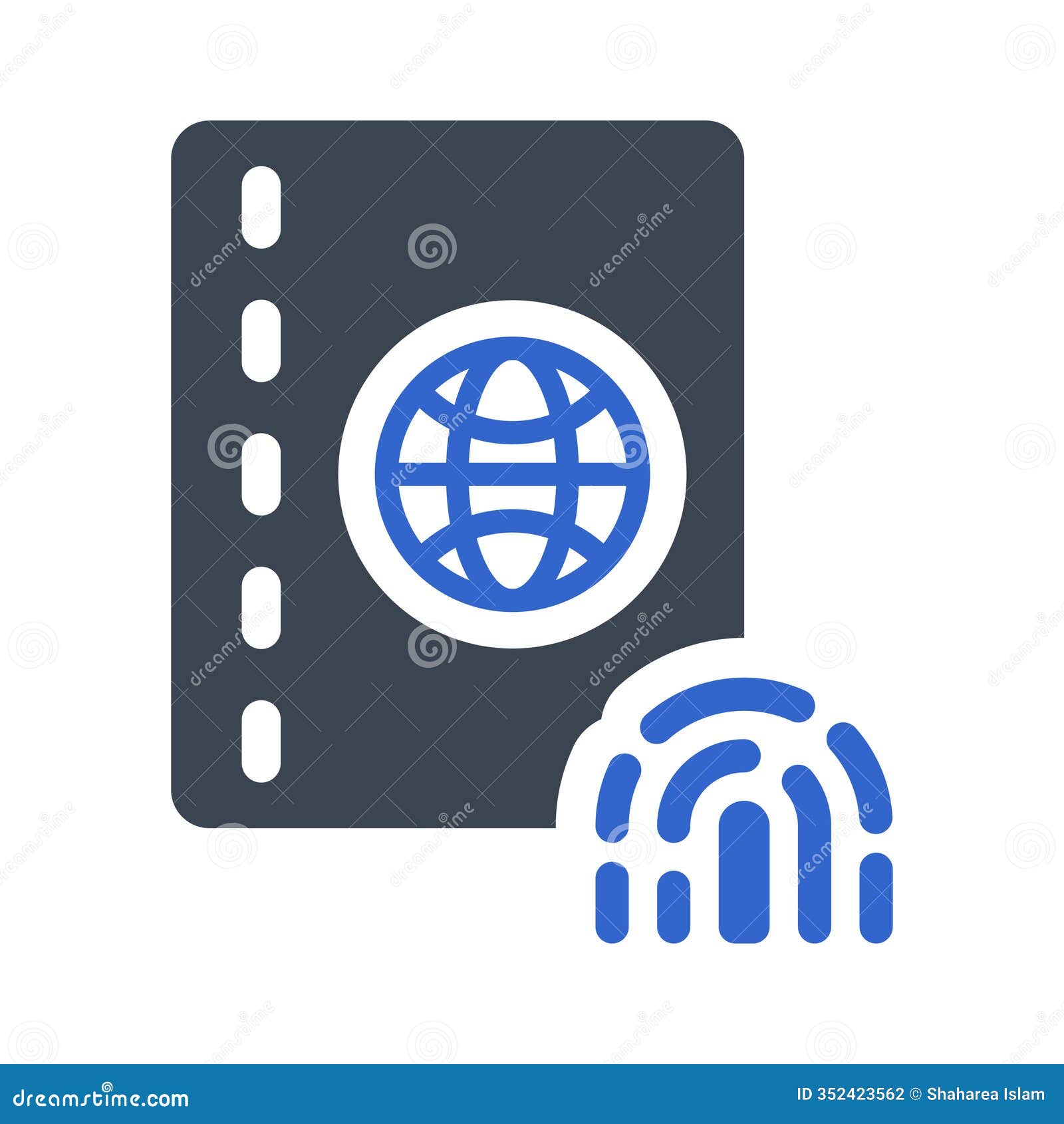 Biometric passport icon stock vector. Illustration of designed - 352423562