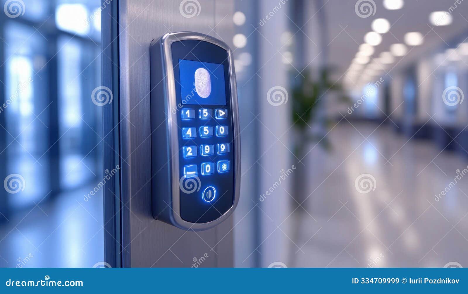 Biometric Scan Access Control System on Glass Door in Office Building ...