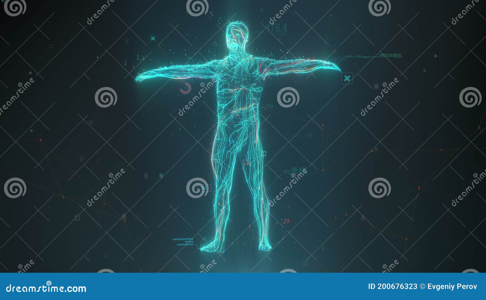 Biometric Scan of Human Body with Data and Infographics Stock Video ...