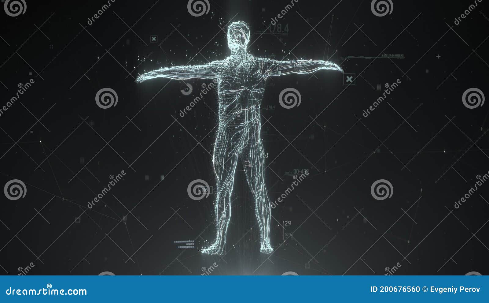 Biometric Scan of Human Body with Data and Infographics Stock Footage ...