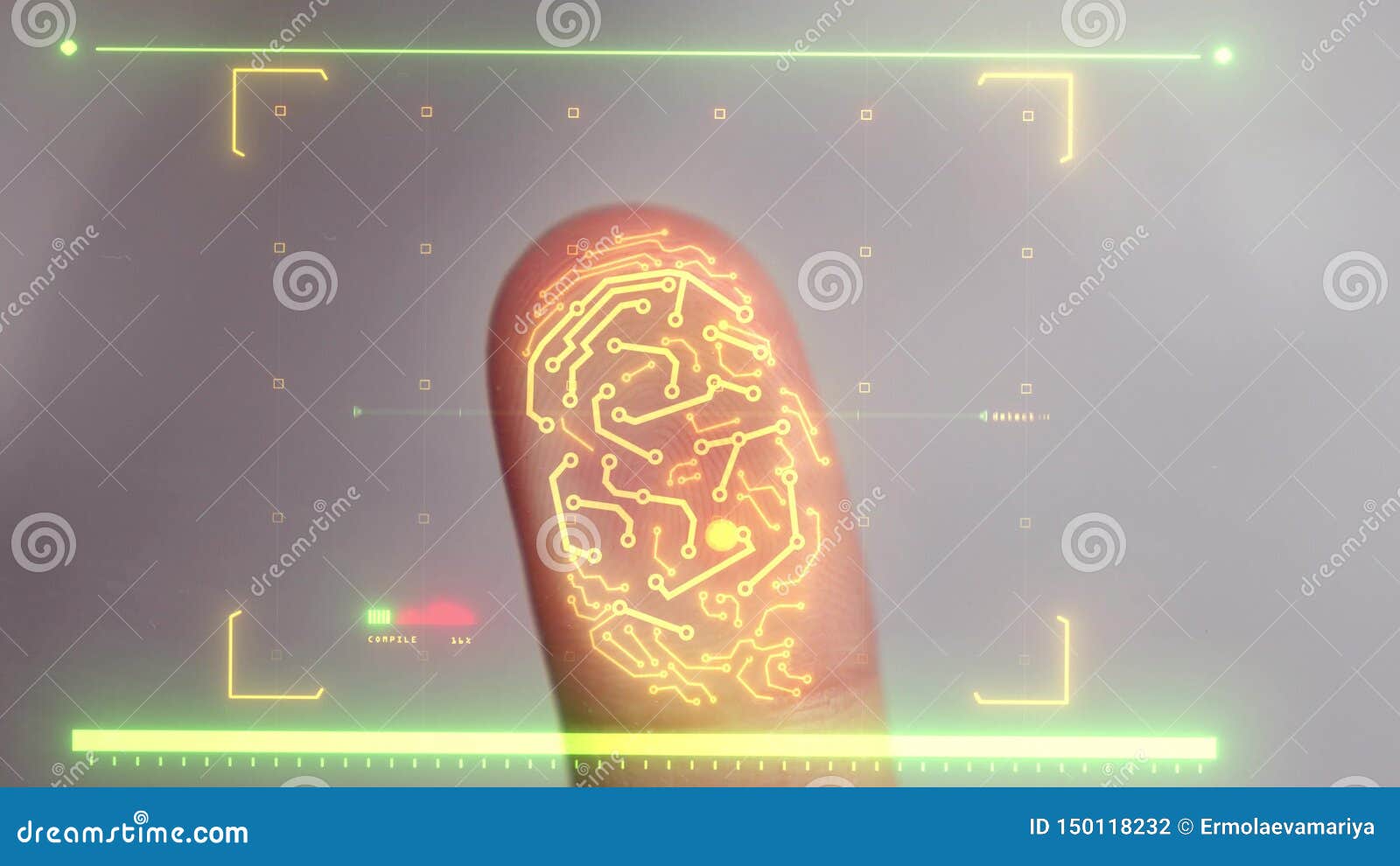Biometric Scanner Scanning a Human Finger and Identifying the User for ...