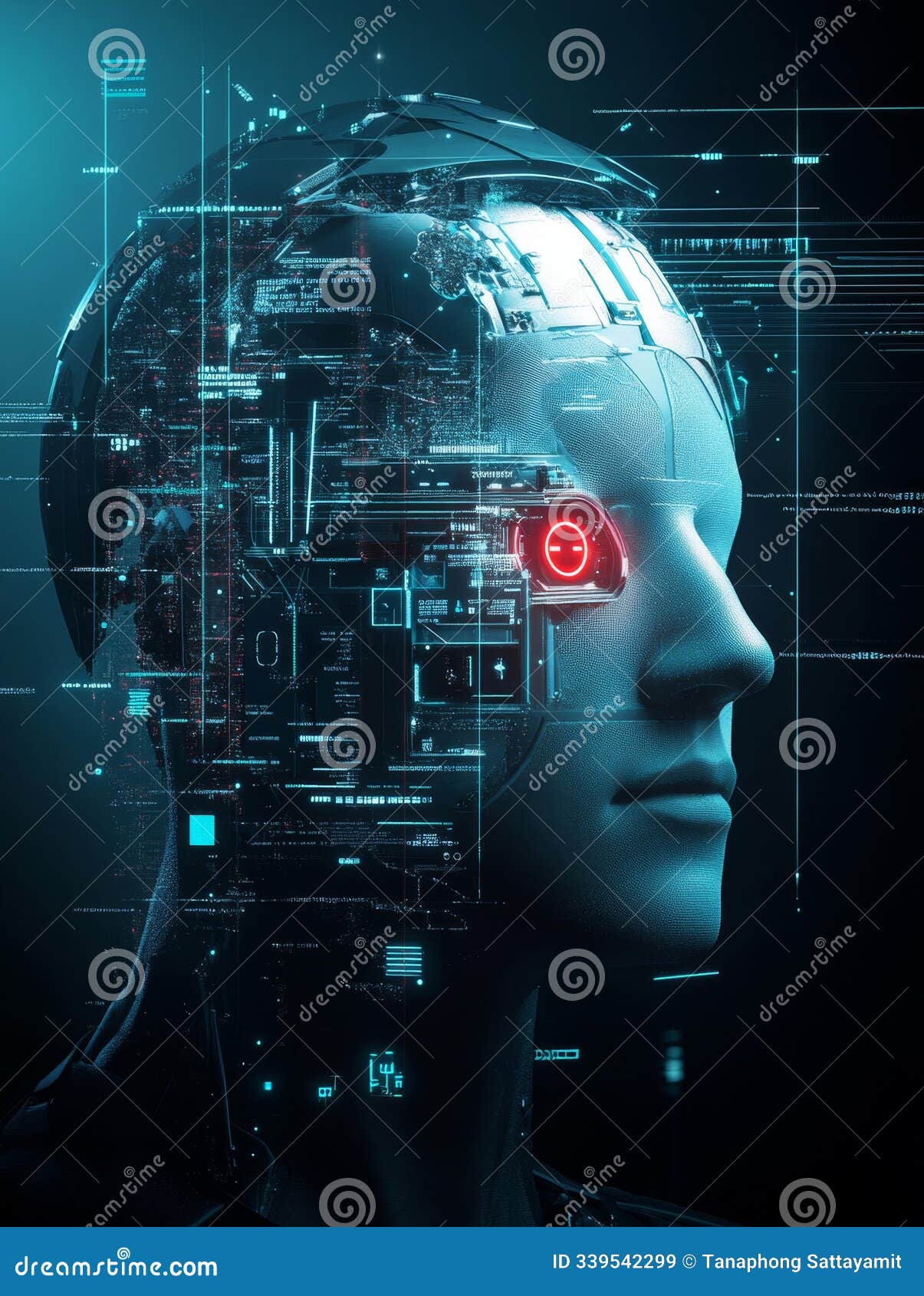 Robot. Biometric Identification Or Facial Recognition System Concept ...