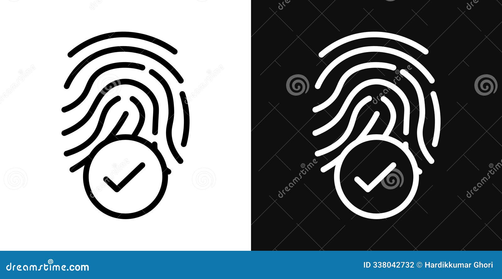 Biometric Security Icon Set. Fingerprint Verificationcheck Vector ...