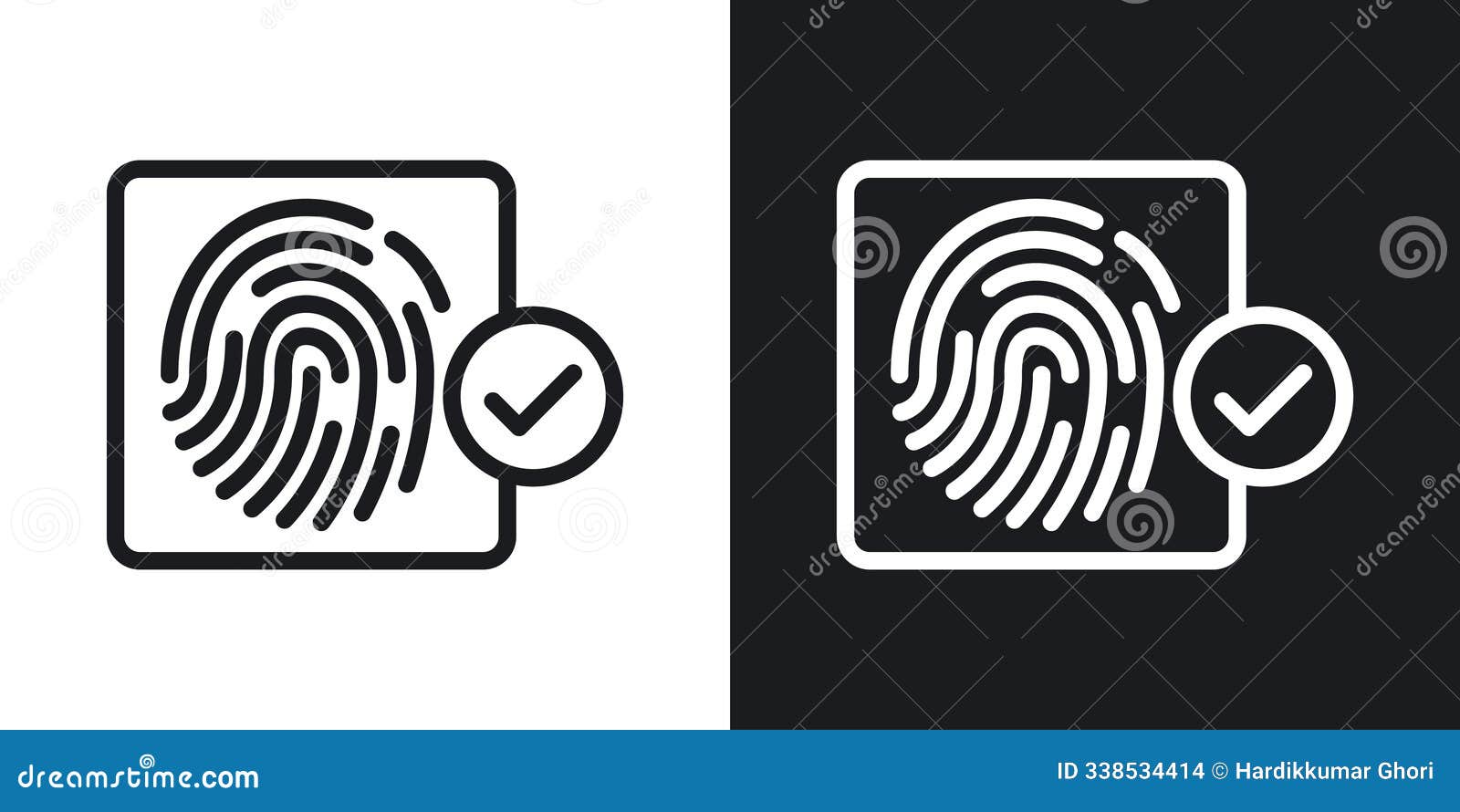 Biometric Security Icon Set. Fingerprint Verificationcheck Vector ...