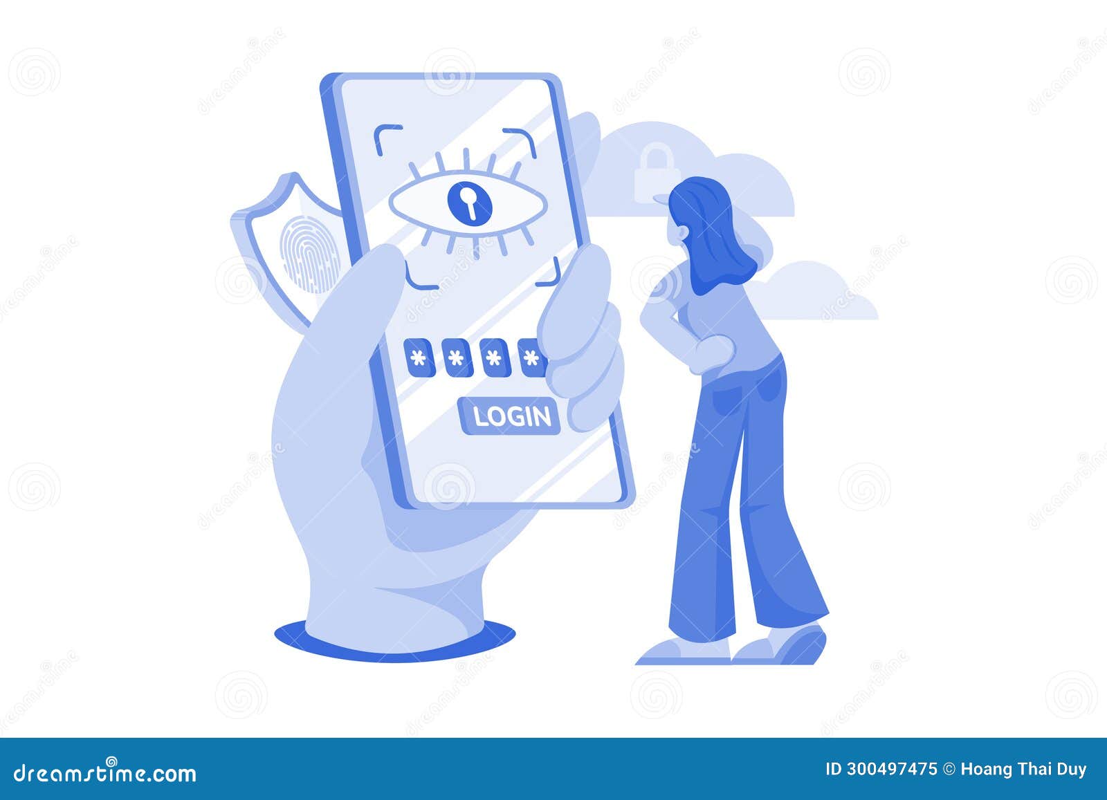 Biometric Security Illustration Concept on White Background Stock ...