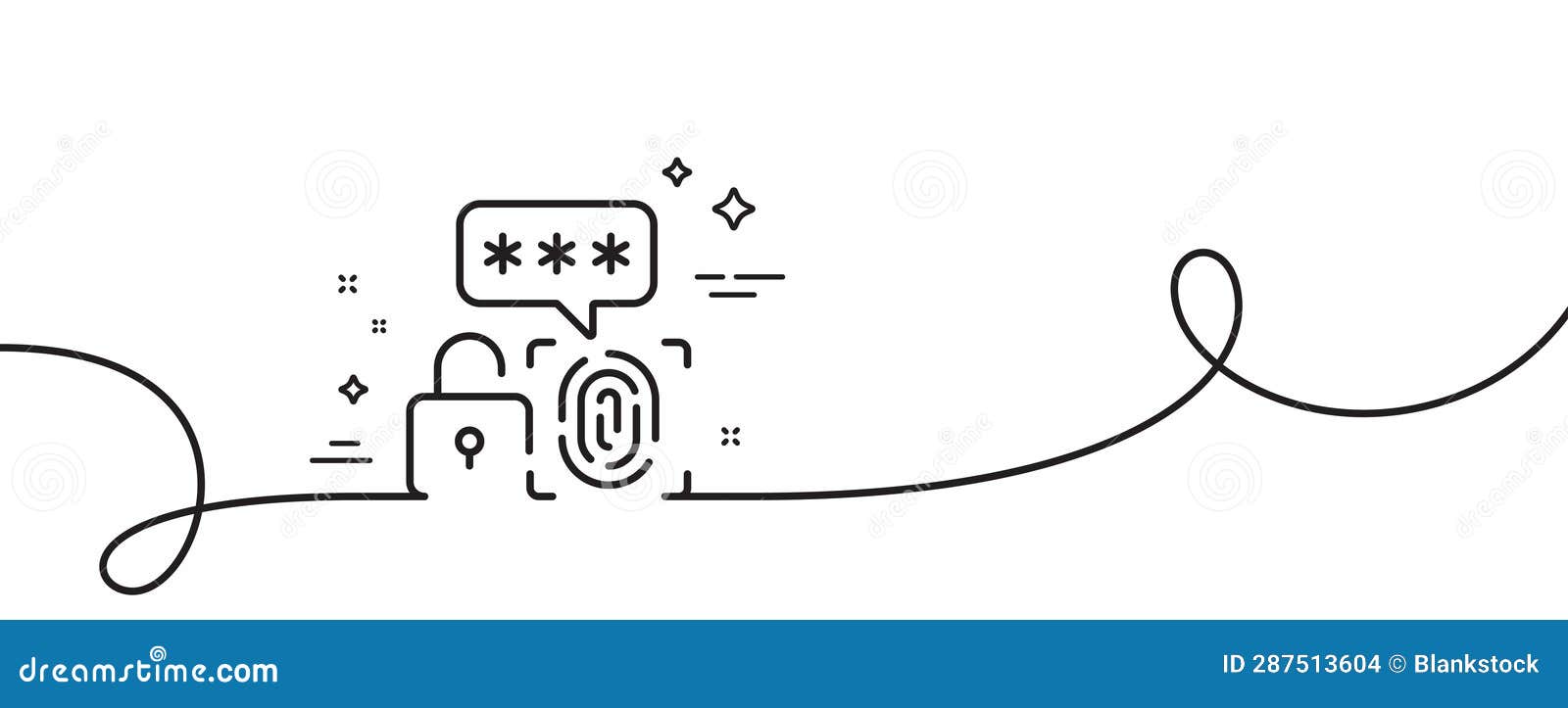 Biometric Security Line Icon Fingerprint Scan Sign Continuous Line