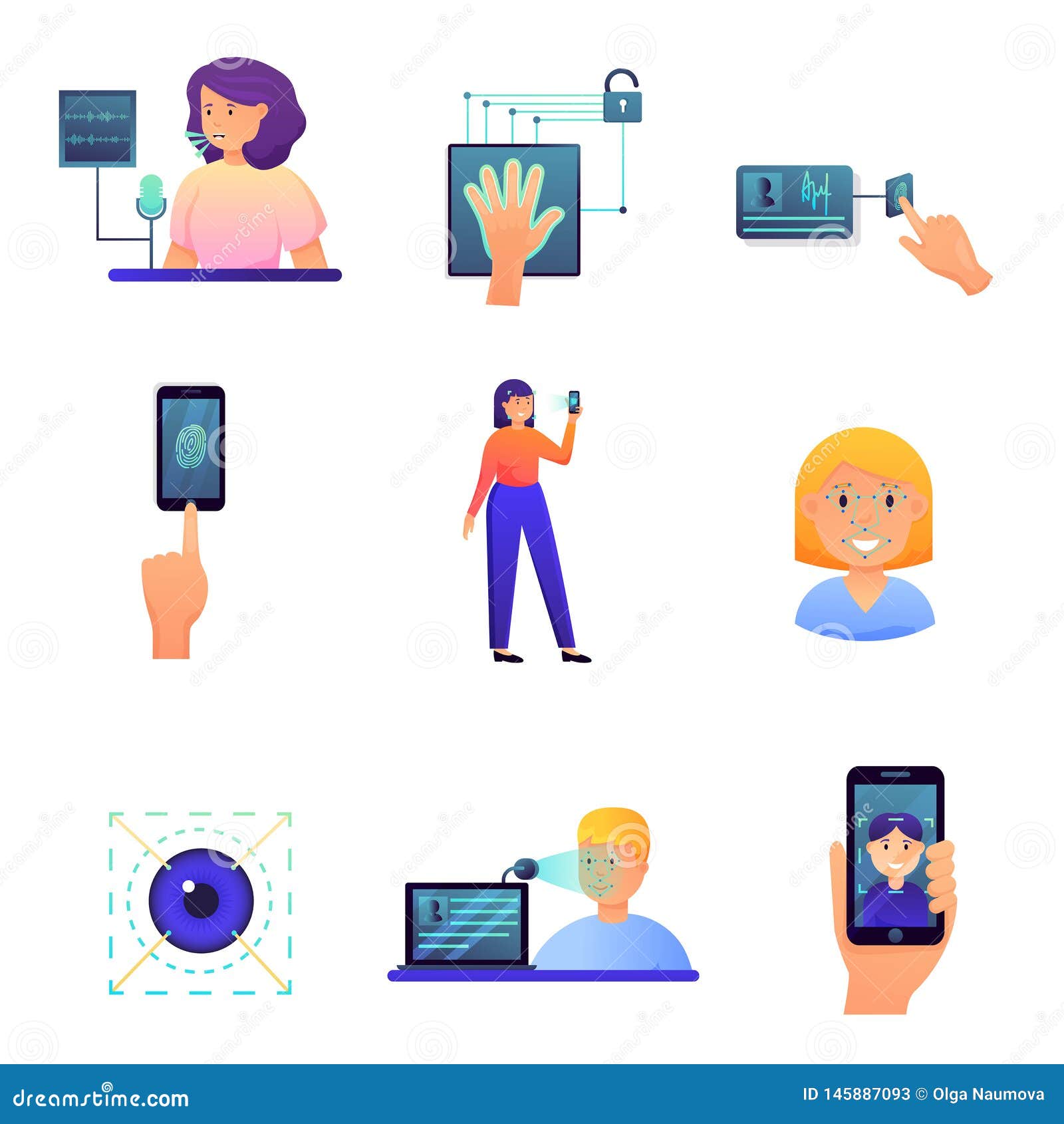 Biometric Security Set Mode, Different Type or Modern Device Stock ...