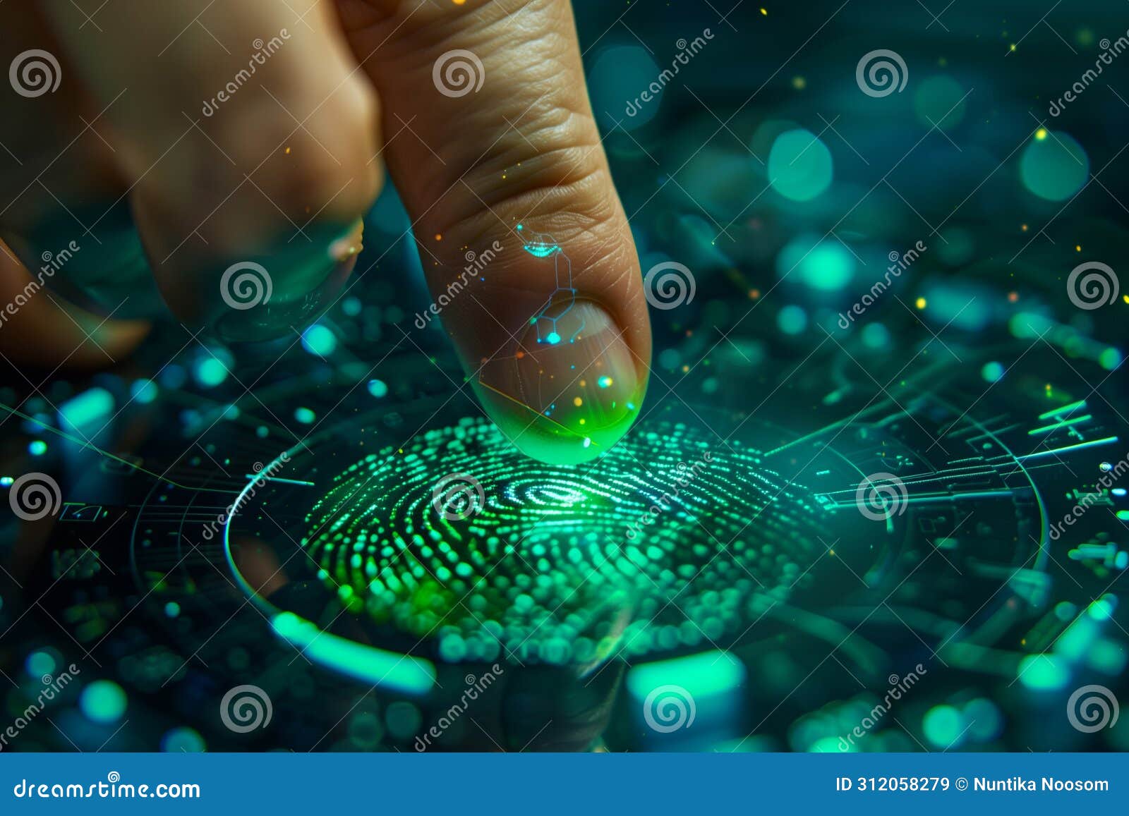 Biometric Technology Background with Fingerprint Scanning Cyber ...