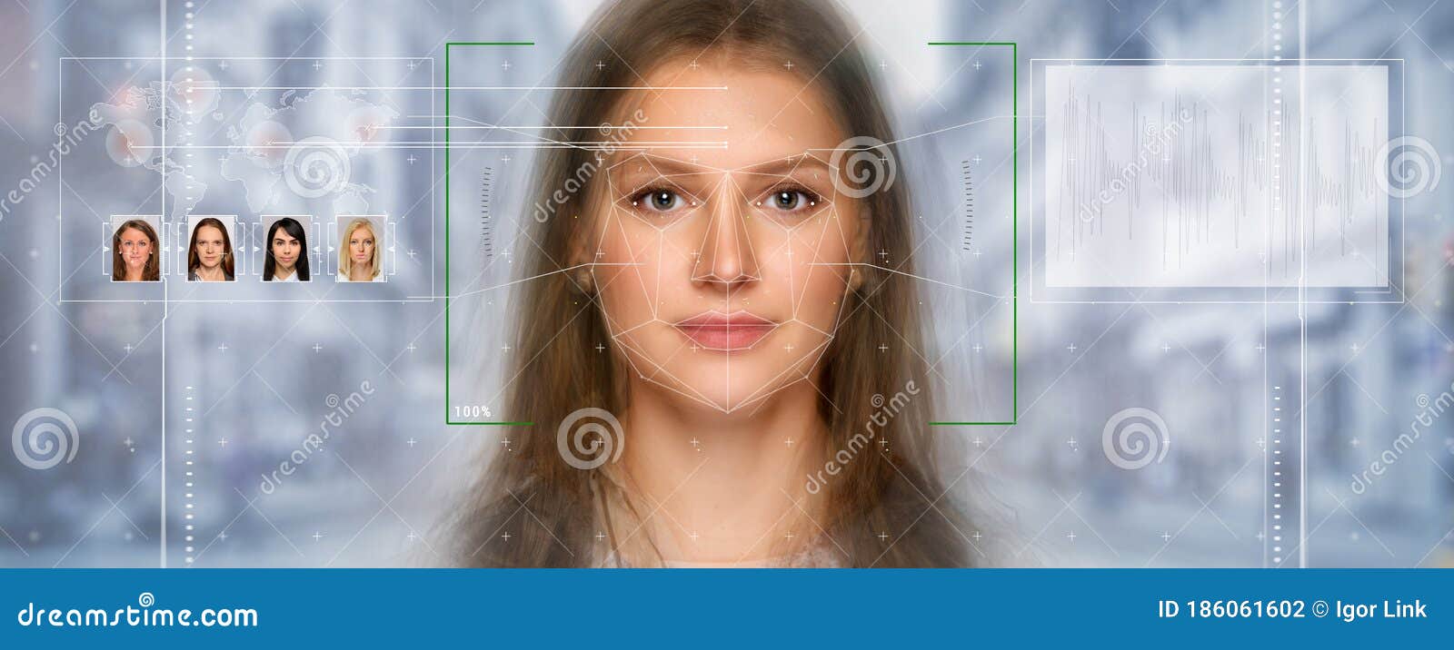 Biometric Technology Digital Face Scanning Form Lines, Triangles and ...