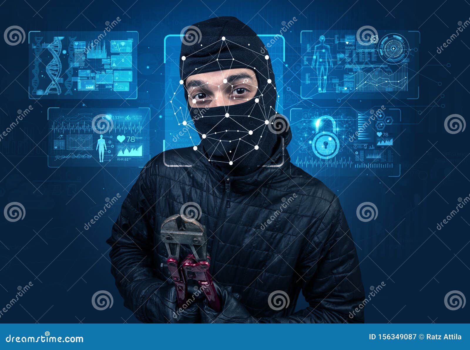 Facial Recognition System Concept Stock Image - Image of authentication ...