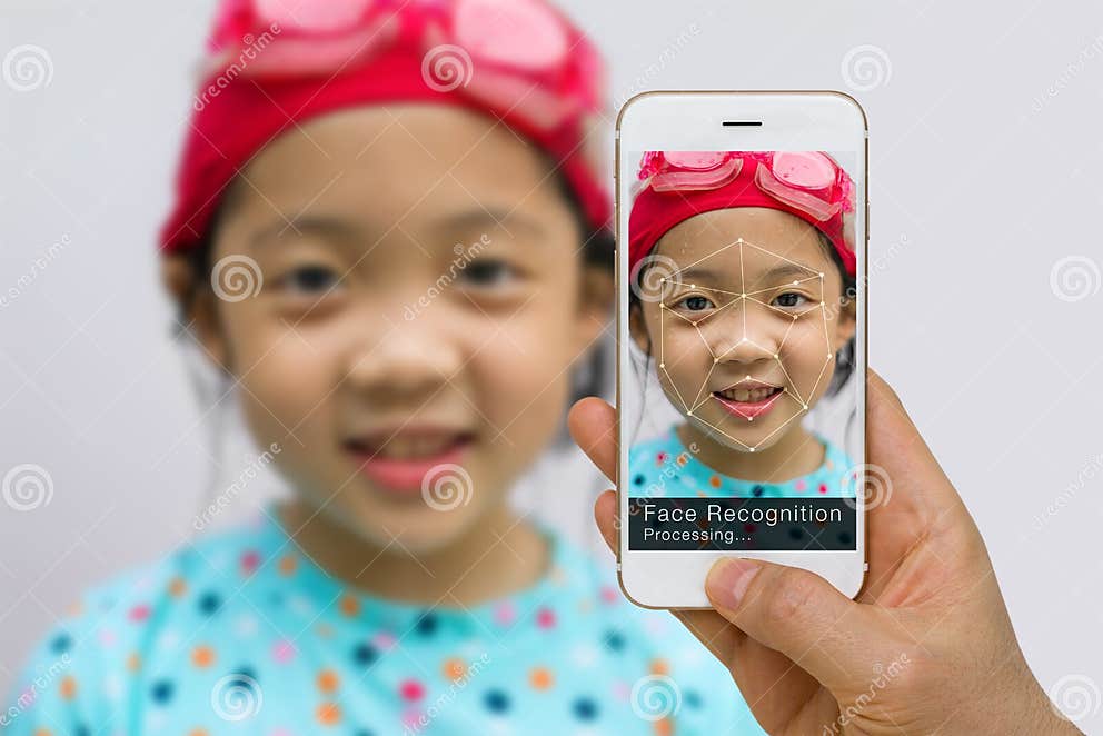 Biometric Verification, Face Recognition Technology Concept, Using App ...
