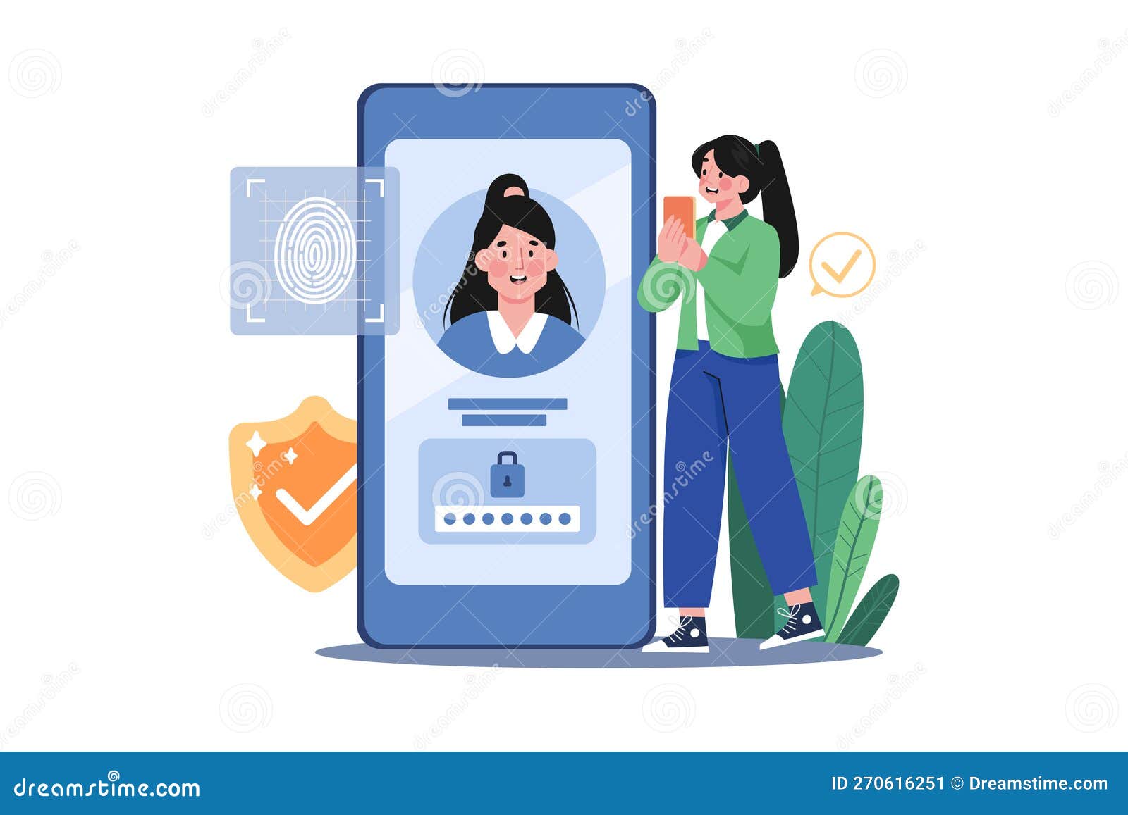 Biometric Verification Illustration Concept on White Background Stock ...