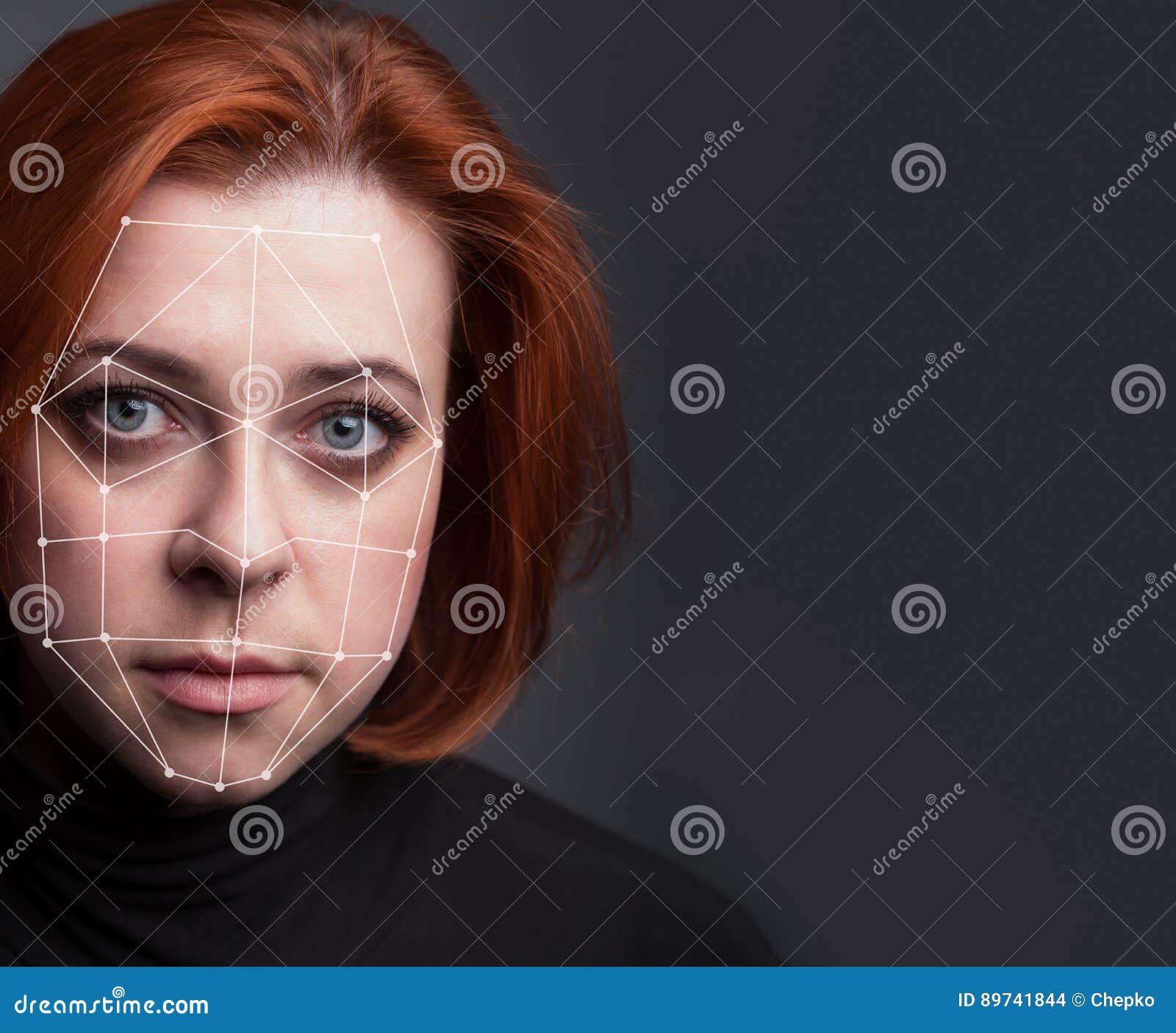 Biometric Verification - Woman Face Detection, Stock Photo - Image of ...