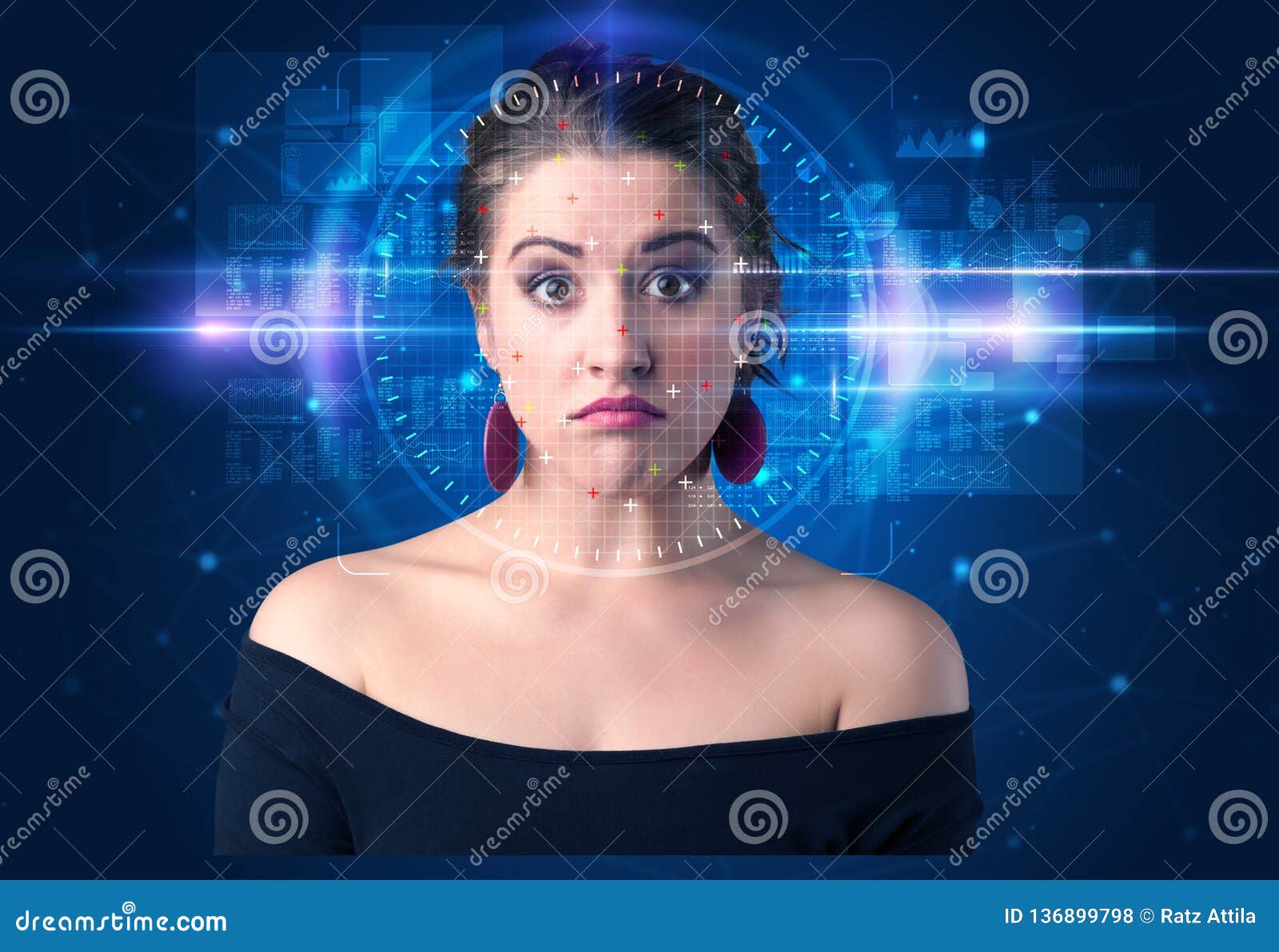 Biometric Verification - Woman Face Detection Stock Photo - Image of ...