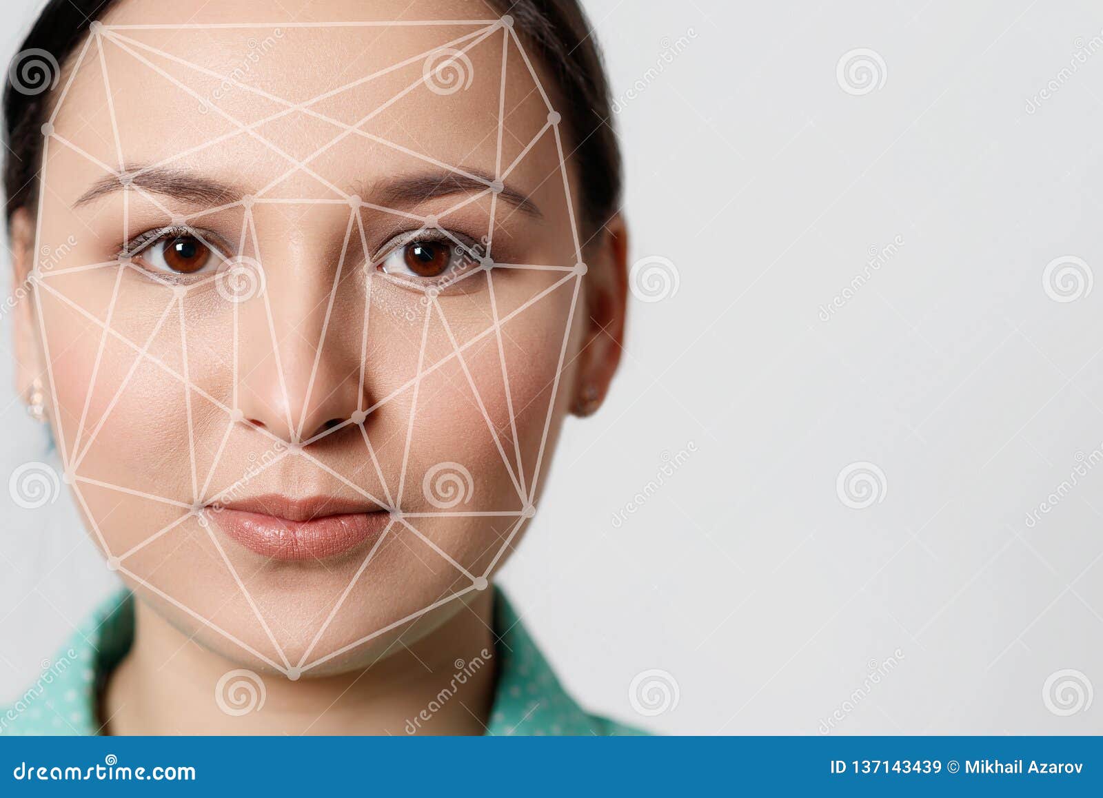 Biometric Verification Woman Face Recognition Detection Security Stock