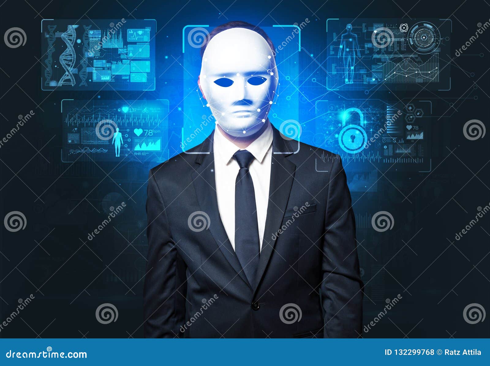 Young man face recognition stock photo. Image of facial - 132299768
