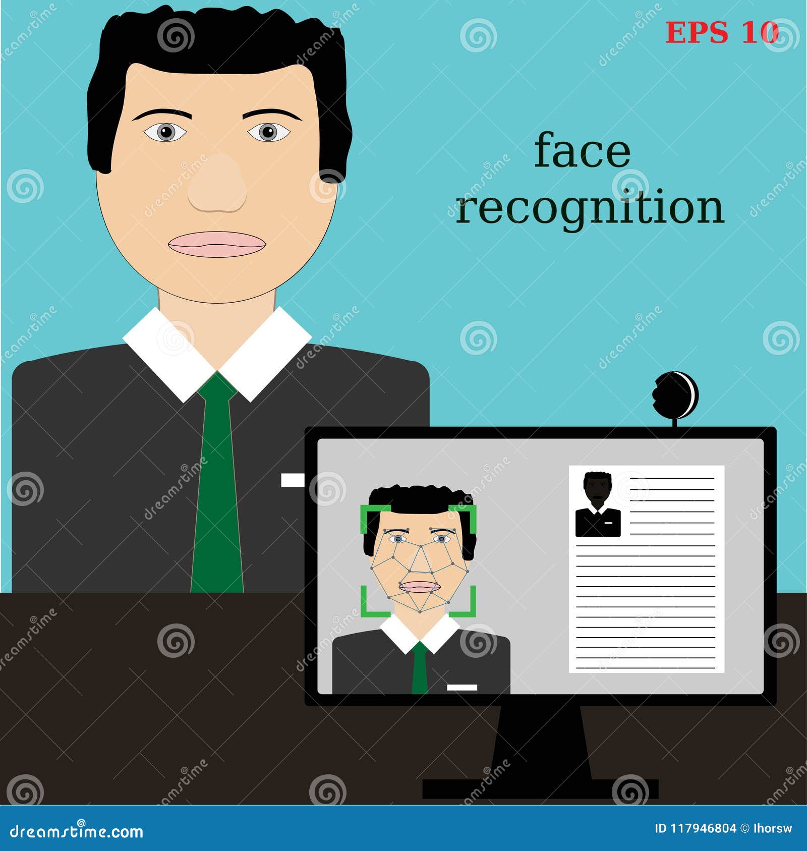Biometric Verification - Young Man Face Recognition. Stock Vector ... Biometric Verification - Young Man Face Recognition. Stock Vector ...
