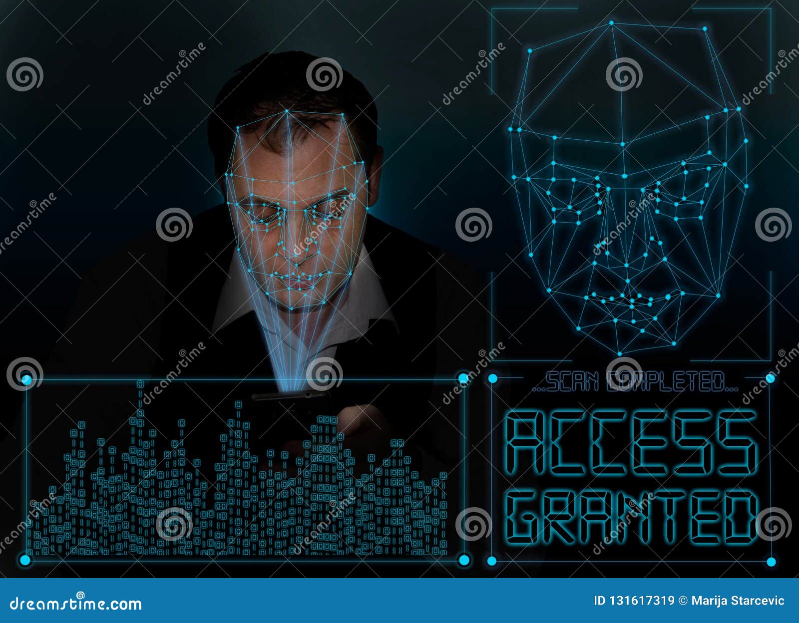 Biometric Verification - Young Man Face Recognition Stock Illustration ... Biometric Verification - Young Man Face Recognition Stock Illustration ...