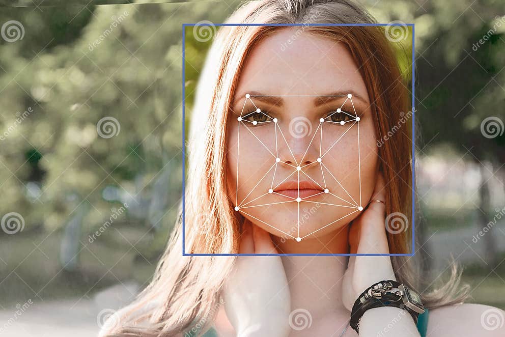 Biometric Verification Young Woman The Concept Of A New Technology Of