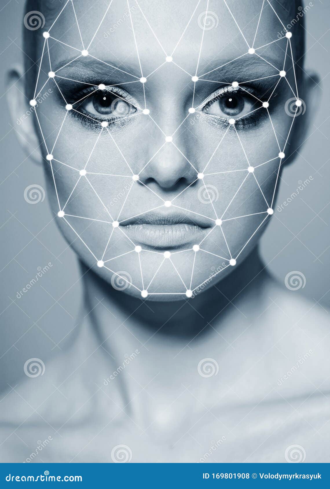 Biometric Verification Woman Face Recognition Detection Security Stock