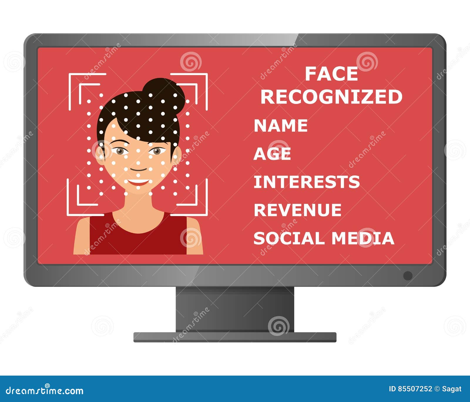 Biometrical Identification Face Recognition Stock Vector