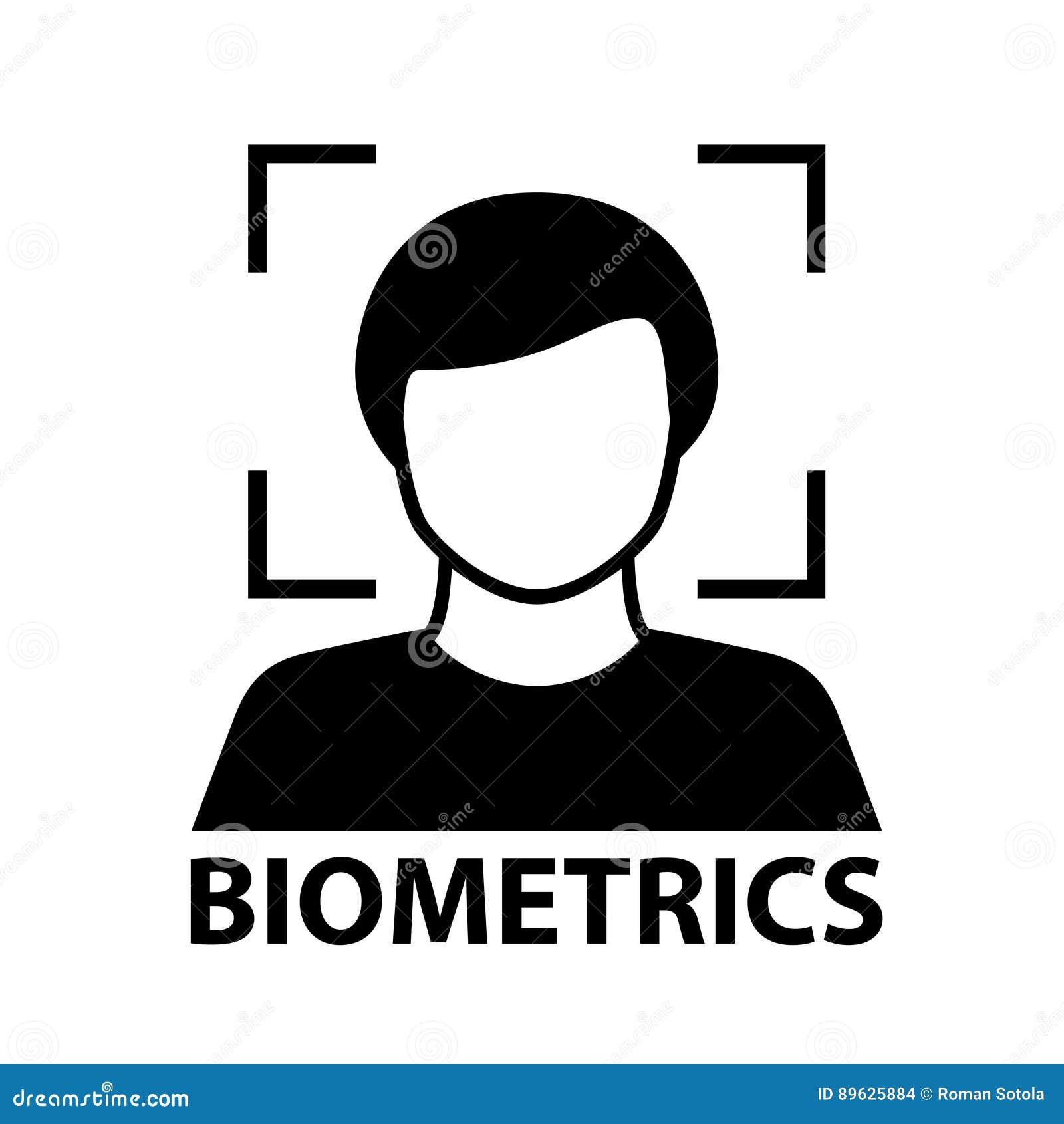 Biometrics Face Recognition Black Symbol Stock Vector - Illustration of ...