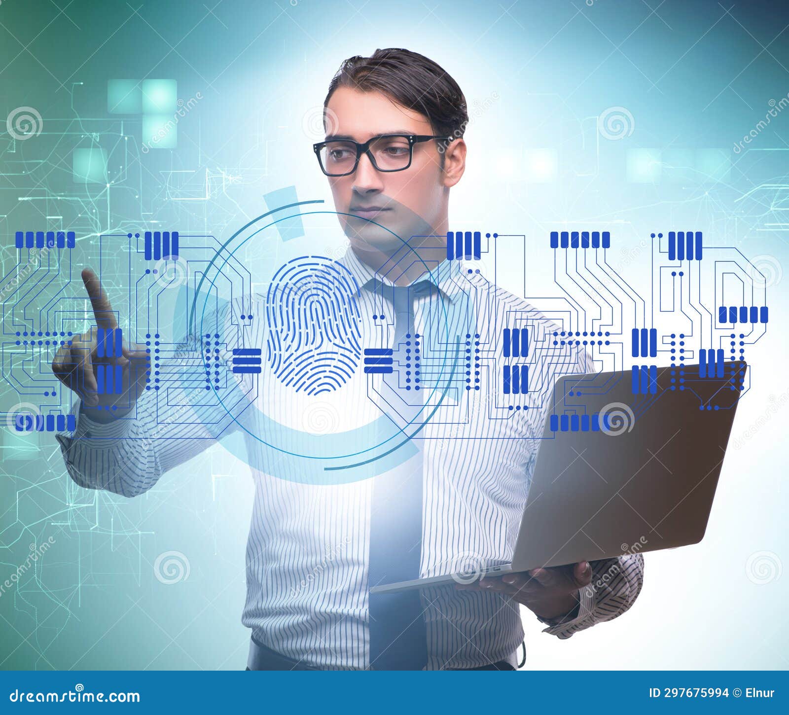Biometrics Security Access Concept with Fingerprint Stock Photo - Image ...