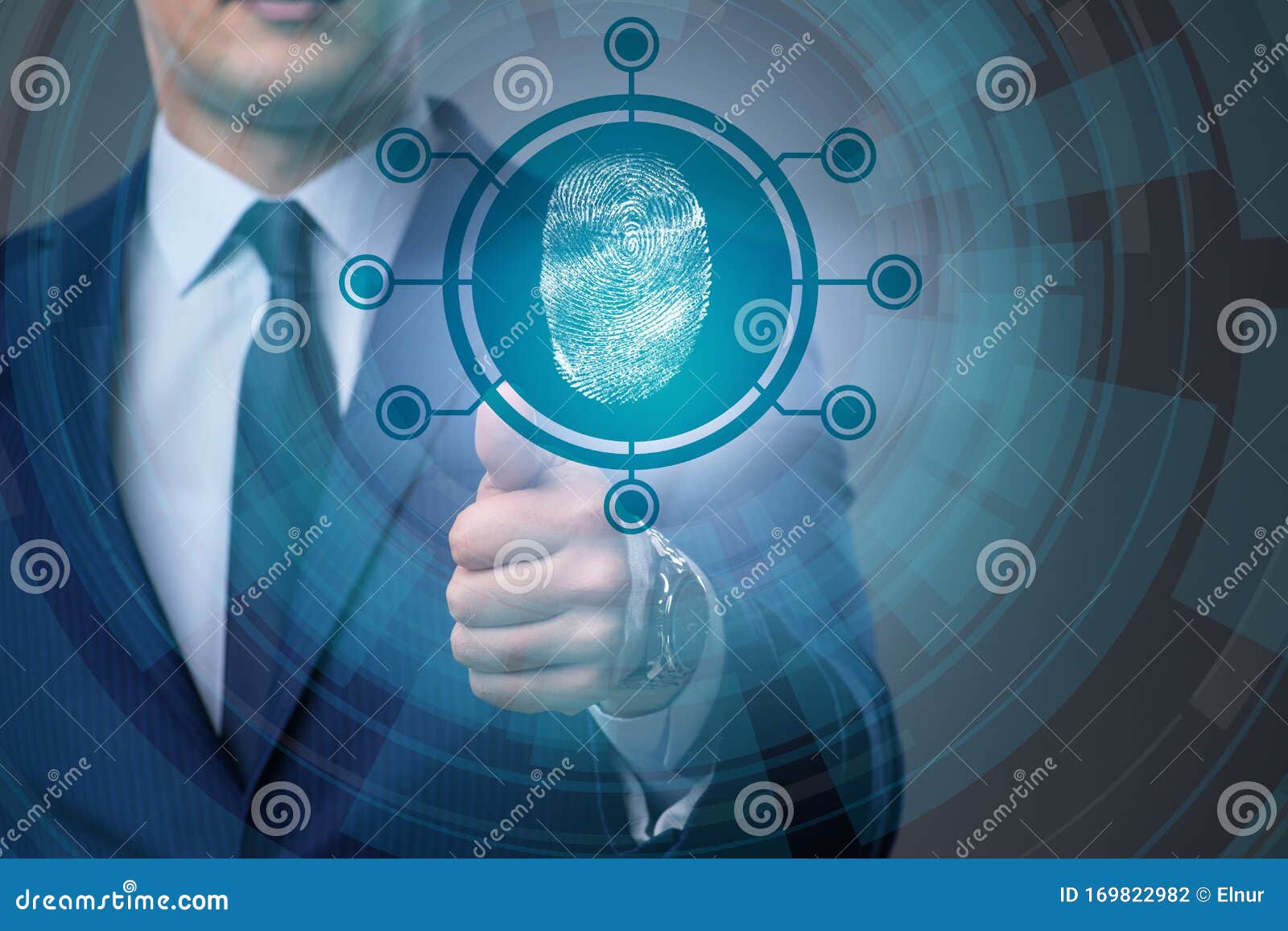 Biometrics Security Access Concept with Fingerprint Stock Illustration ...