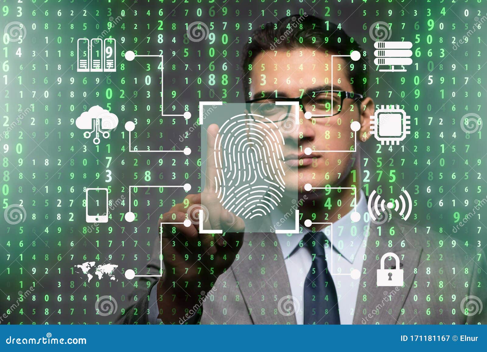 Biometrics. Fingerprint, Voice Identification. Person Scanning. Royalty ...