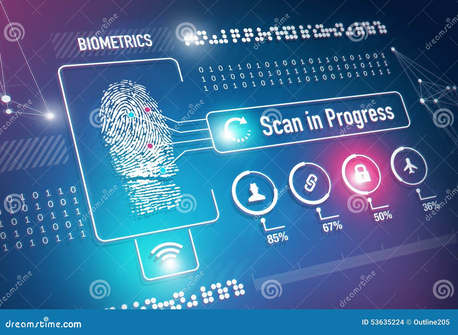 Biometrie-Fingerabdruck-Scannen Stock Abbildung - Illustration von ...