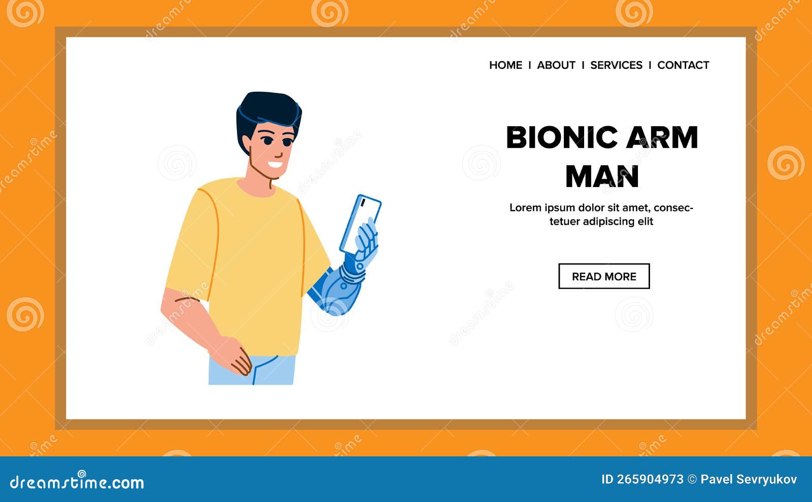 Bionic arm man vector stock illustration. Illustration of cartoon ...