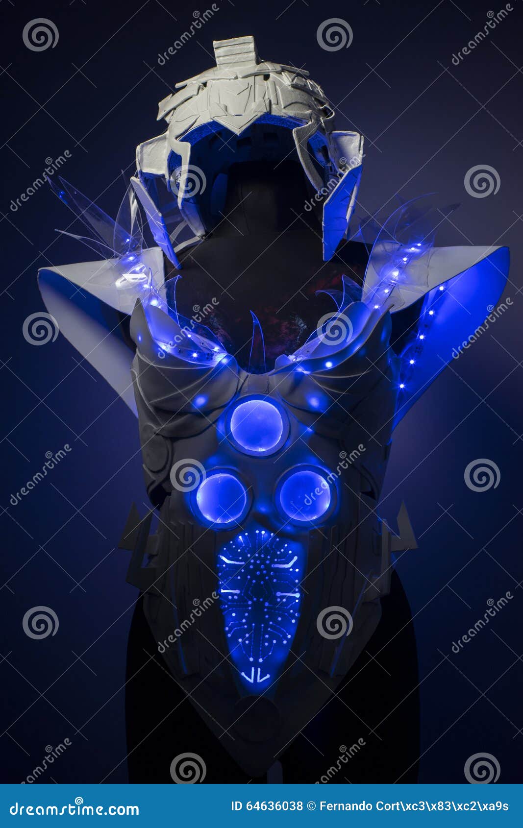Bionic Armor with Blue LED Lights and Plastic Materials Stock Photo ...