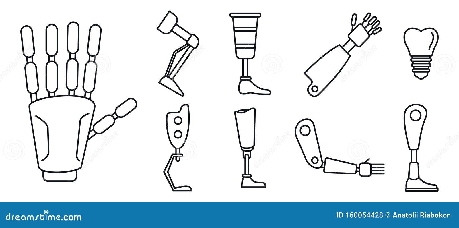 Bionic Artificial Limbs Icons Set, Outline Style Stock Vector ... Bionic Artificial Limbs Icons Set, Outline Style Stock Vector ...
