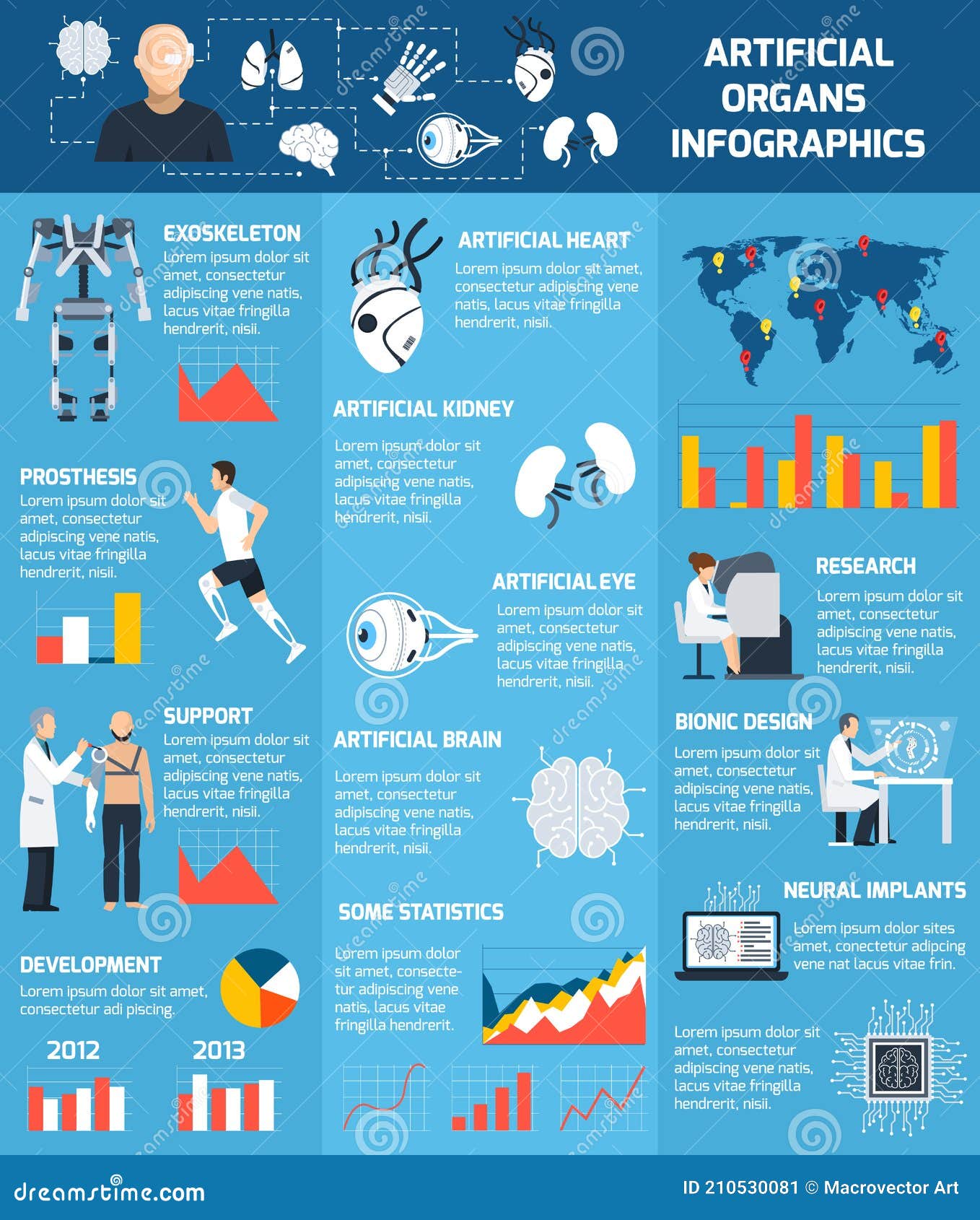 Bionic Artificial Organs Infographics Vector Illustration ...