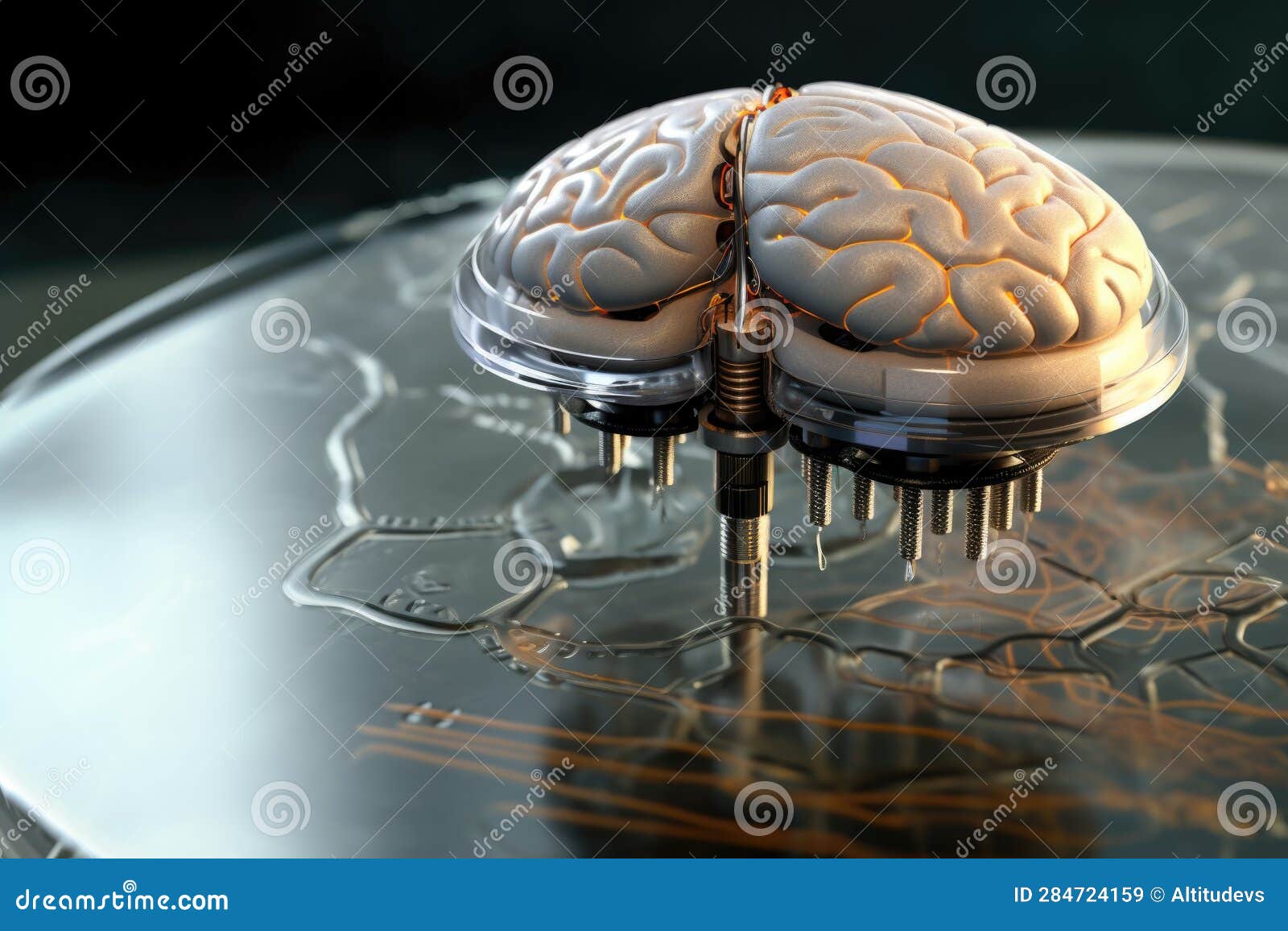 Bionic Chip Implanted in Brain for Ai Integration Stock Illustration ...