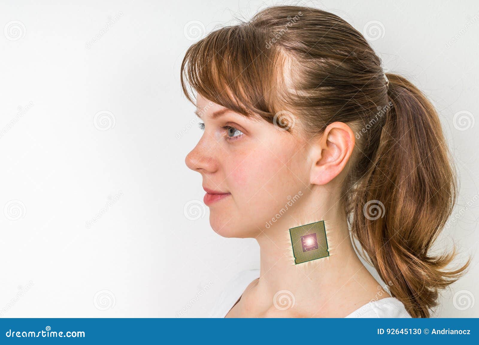 Bionic Chip Processor Implant In Female Human Body Stock Photo ...