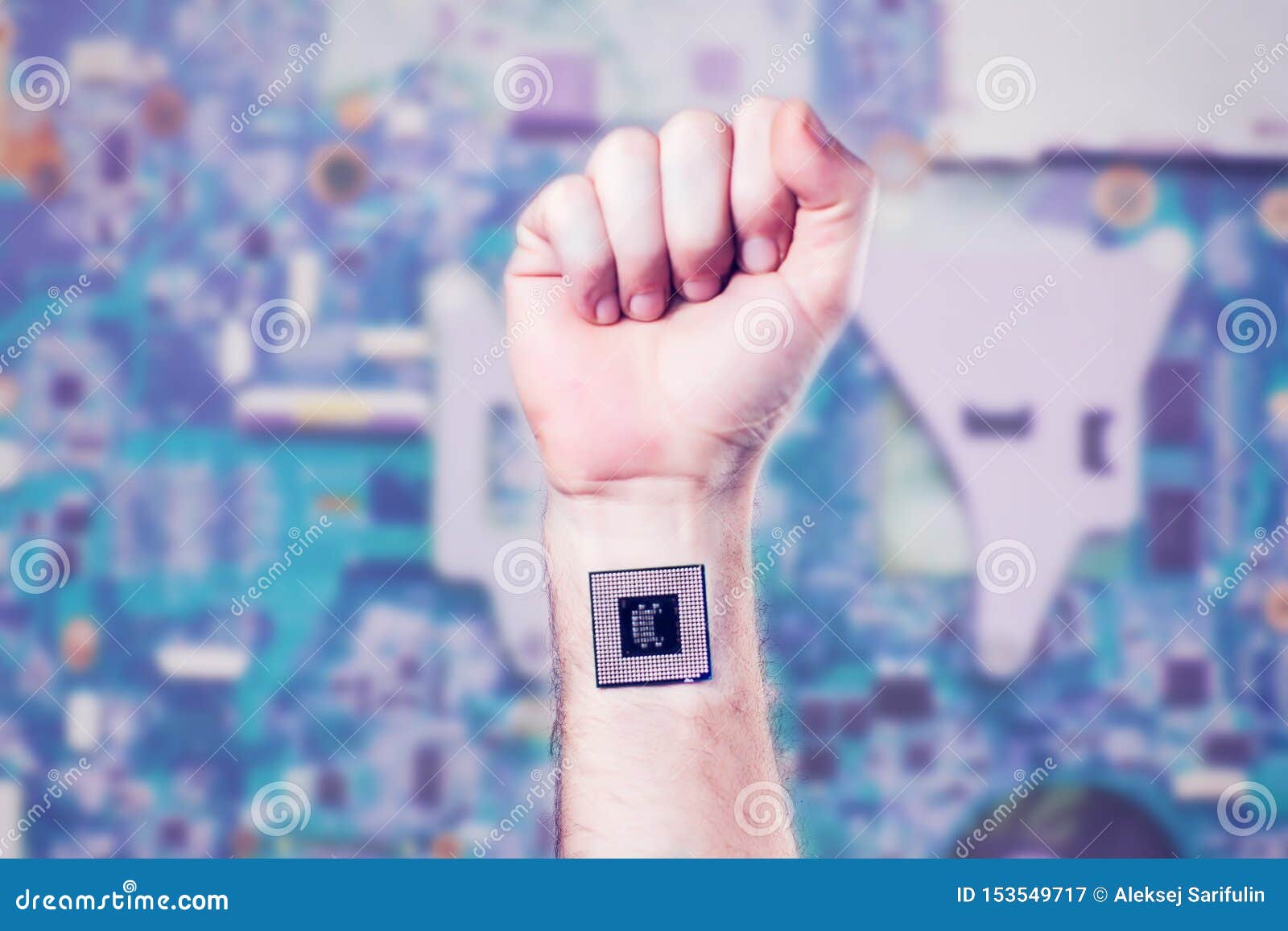 Bionic Microchip Processor Inside Male Human Body Royalty-Free Stock ...