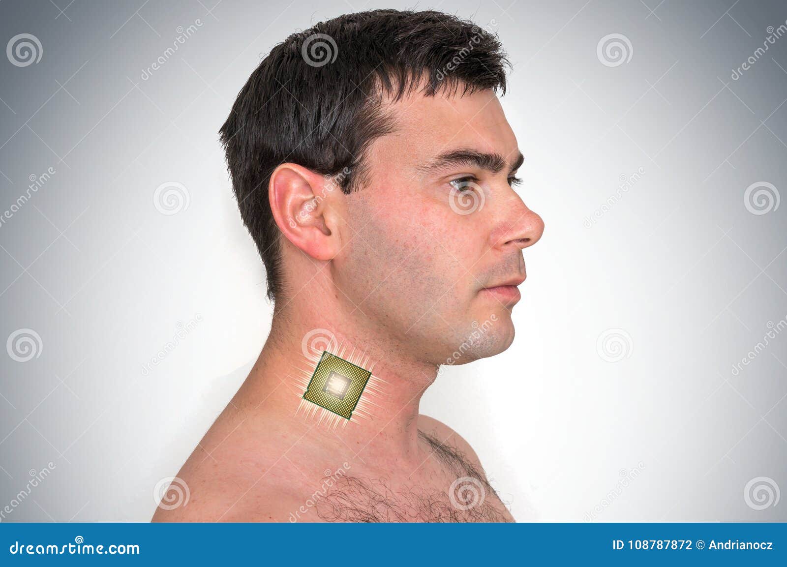 Bionic Chip Processor Implant in Male Human Body Stock Photo - Image of ...