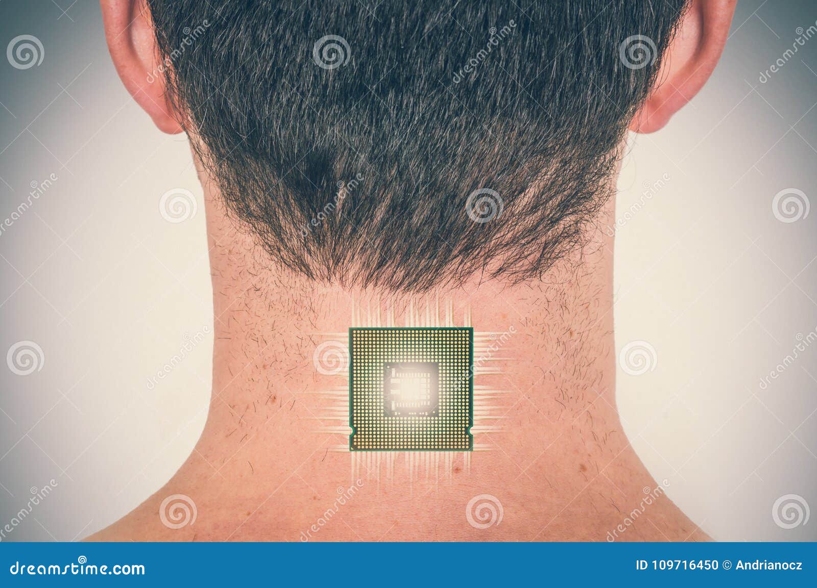 Bionic Chip Processor Implant In Male Human Body Stock Photo ...