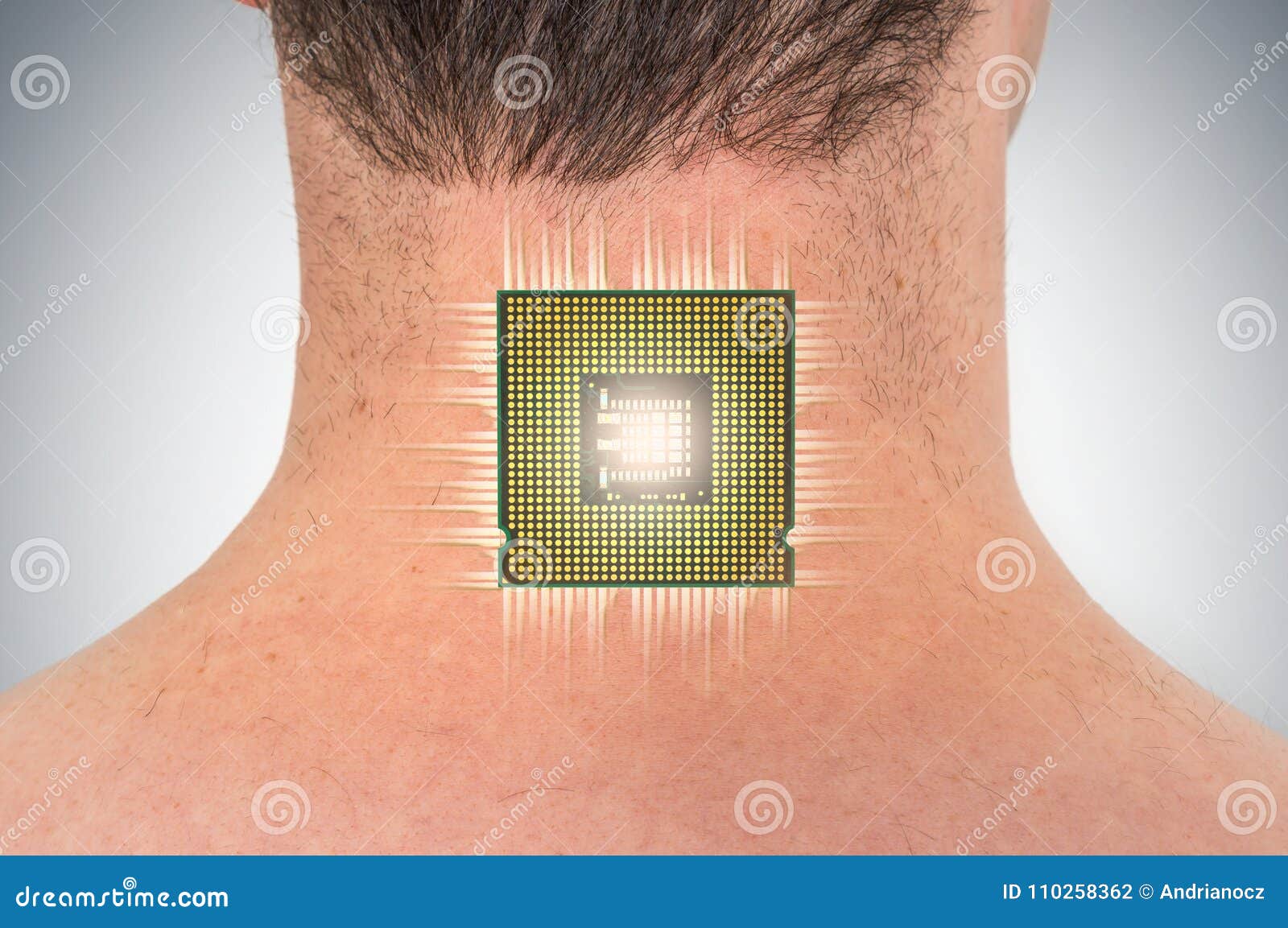 Bionic Chip Processor Implant in Male Human Body Stock Photo - Image of ...