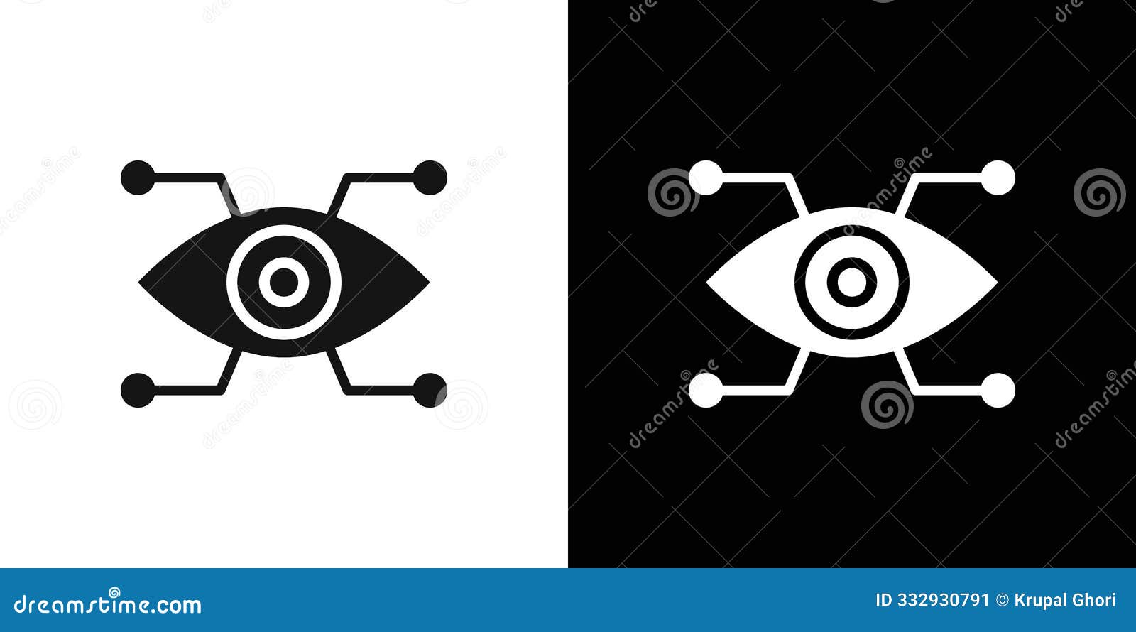 Bionic Eye Icon Linear Logo Mark In Black And White Vector Illustration ...
