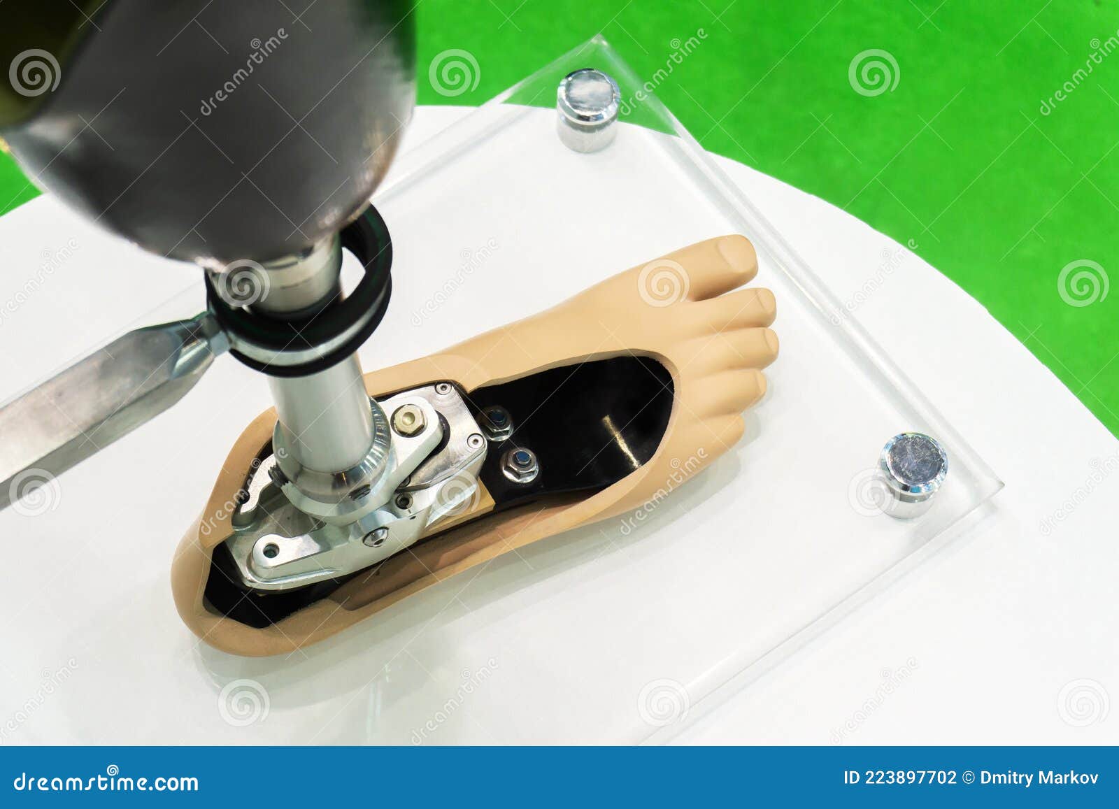 Bionic Foot. Layout of a Prosthetic Leg. View from Above Stock Photo ...